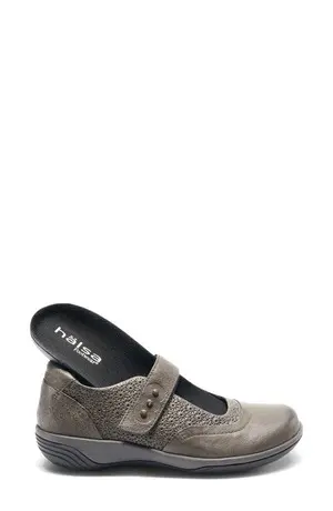 HALSA FOOTWEAR Embossed Mary Jane - Dark Grey Leather