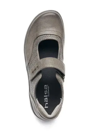 HALSA FOOTWEAR Embossed Mary Jane - Dark Grey Leather