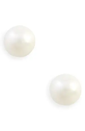 Nordstrom 6mm Faux Pearl & Sterling Silver Stud Earrings - White- Silver