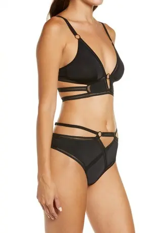 HAUTY Along The Lines Bra & High Waist Panties Set - Black