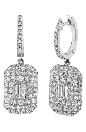 Shay Pavé & Baguette Drop Earrings - Diamond