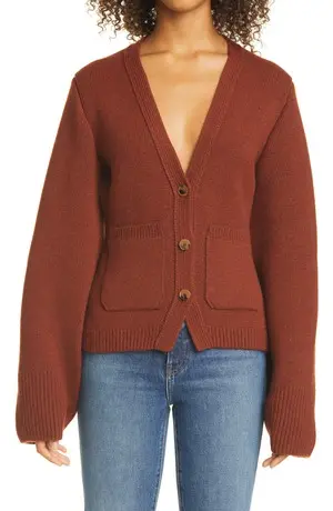 Khaite The Scarlet Cardigan Mahogany