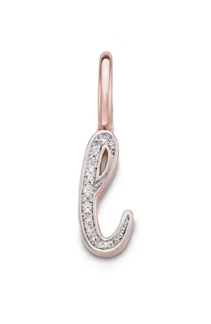 Monica Vinader Monica Vinader Diamond Initial Pendant Charm Rose Gold/ Diamond- L