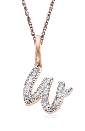 Monica Vinader Monica Vinader Diamond Initial Pendant Charm Rose Gold/ Diamond
