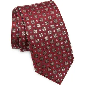 Eton Geometric Silk Neck Tie - Medium Red