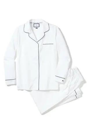PETITE PLUME Contrast Piping Pajamas - White