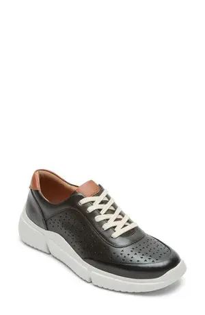 ROCKPORT COBB HILL Juna Perforated Leather Sneaker - Black Leather