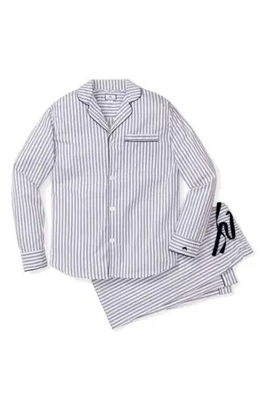 PETITE PLUME French Ticking Cotton Twill Pajamas - Navy