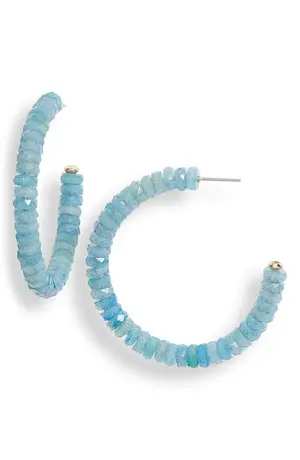 Nordstrom Beaded Hoop Earrings Aqua