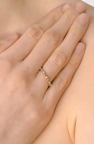 Anzie Dew Drop Étoile Diamond & Turquoise Ring
