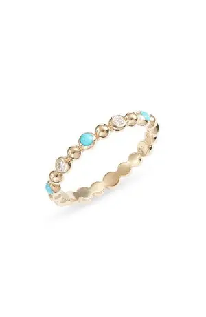 Anzie Dew Drop Étoile Diamond & Turquoise Ring - Gold