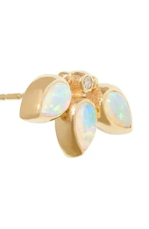 Anzie Bezel Bouquet Opal & Diamond Stud Earrings