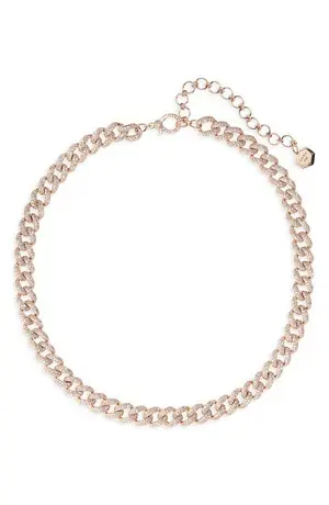 Shay Medium Pavé Diamond Link Necklace - Rose Gold