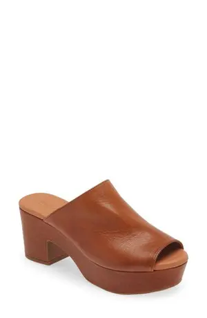 CHOCOLAT BLU Platform Slide Sandal - Brown Leather
