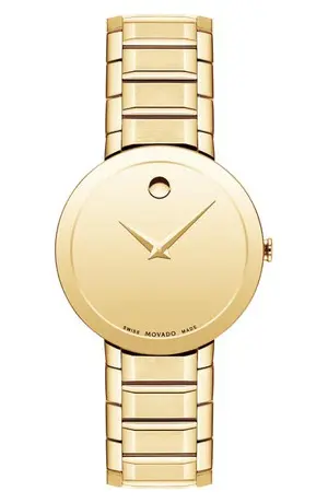 Movado Sapphire Bracelet Watch Yellow Gold Mirror