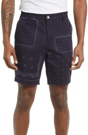 Ag AG Wanderer Print Chino Shorts Breezy Paisley Navy Multi