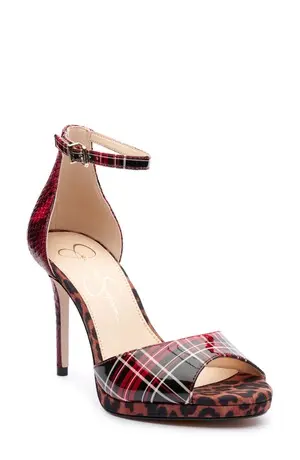 Jessica Simpson Ankle Strap Sandal Red Combo