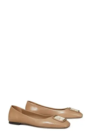 Tory Burch Georgia Square Toe Ballet Flat Almond Flour