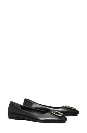 Tory Burch Georgia Square Toe Ballet Flat Perfect Black
