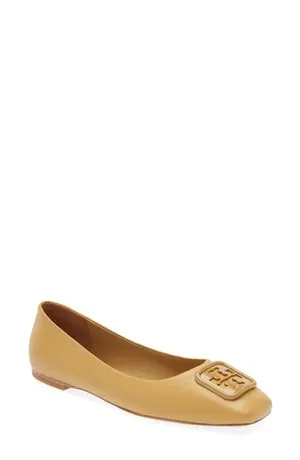 Tory Burch Georgia Square Toe Ballet Flat Shortbread Leather