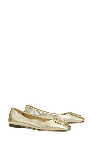 Tory Burch Georgia Square Toe Ballet Flat Spark Gold