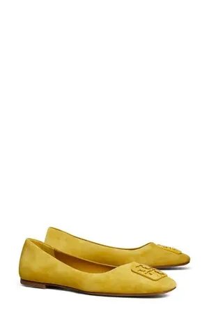 Tory Burch Georgia Square Toe Ballet Flat Summer Sole Yellow