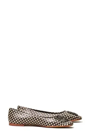 Tory Burch Georgia Square Toe Ballet Flat Triangle Geo / Perfect Black