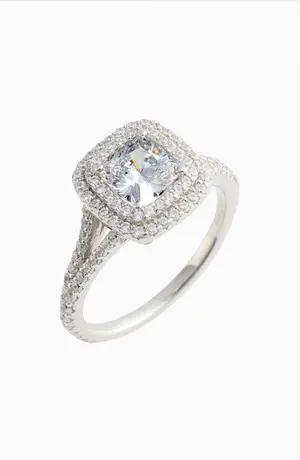 Lafonn Double Halo Simulated Diamond Ring - Silver