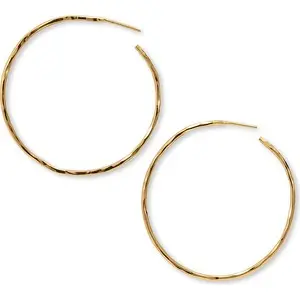 Argento Vivo Hammered Large Hoop Earrings - Gold Vermeil