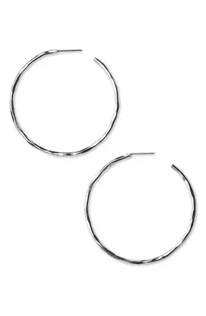 Argento Vivo Argento Vivo Hammered Large Hoop Earrings Sterling Silver