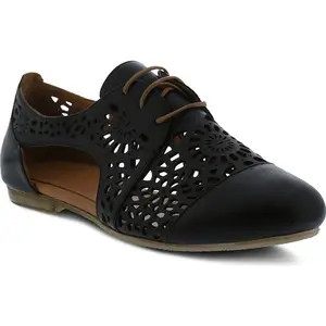 SPRING STEP SHOES Theone Cutout Derby Flat - Black Leather