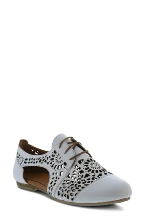 SPRING STEP SHOES Spring Step Theone Cutout Derby Flat White Leather