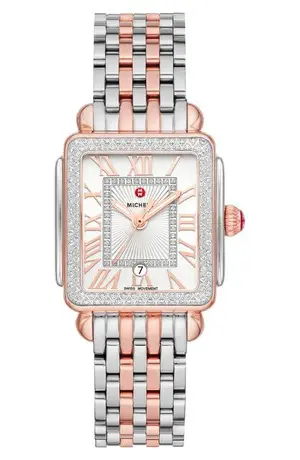 Michele Michele Deco Madison Diamond Watch Rose Gold/ Silver