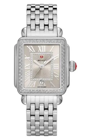 Michele Michele Deco Madison Diamond Watch Silver/cashmere