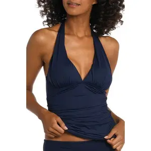 La Blanca Island Goddess Halter Tankini Top - Indigo