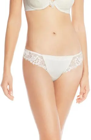 Simone Perele Wish Embroidered Tanga Thong Ivory