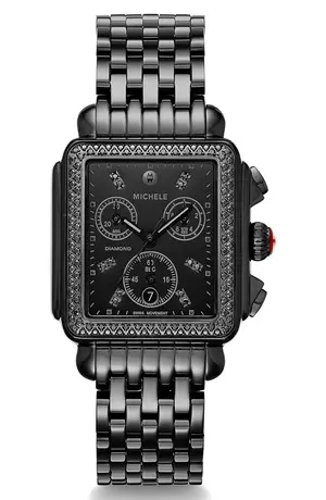 Michele MICHELE Deco Madison Mid Diamond Bracelet Watch Black