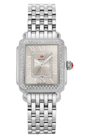 Michele MICHELE Deco Madison Mid Diamond Bracelet Watch Silver/ Cashmere