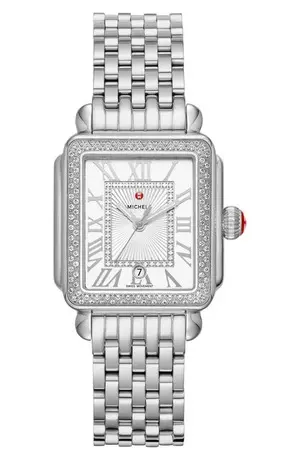Michele Deco Madison Mid Diamond Bracelet Watch - Silver