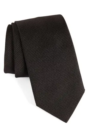 David Donahue Stripe Silk Tie - Black