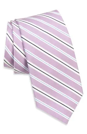David Donahue David Donahue Stripe Silk Tie Lilac