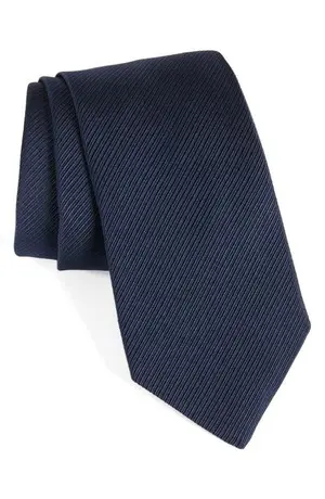 David Donahue Stripe Silk Tie - Midnight