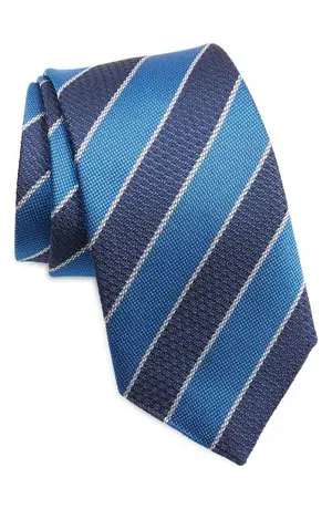 David Donahue David Donahue Stripe Silk Tie Navy/ Blue