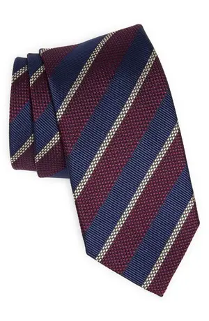 David Donahue David Donahue Stripe Silk Tie Purple/ Blue