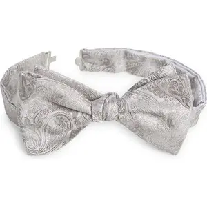 Eton Eton Paisley Silk Bow Tie Light Grey