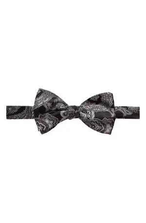 Eton Eton Paisley Silk Bow Tie Silver