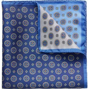 Eton Four-In-One Printed Silk Pocket Square Blue