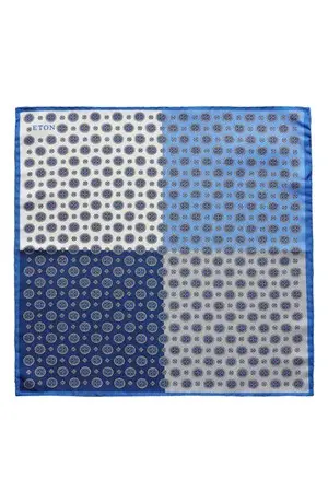 Eton Four-in-one Printed Silk Pocket Square - Blue