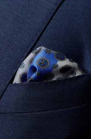 Eton Four-in-one Printed Silk Pocket Square - Blue