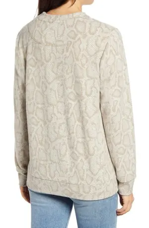 Loveappella Snake Print Crewneck Sweater - Camel